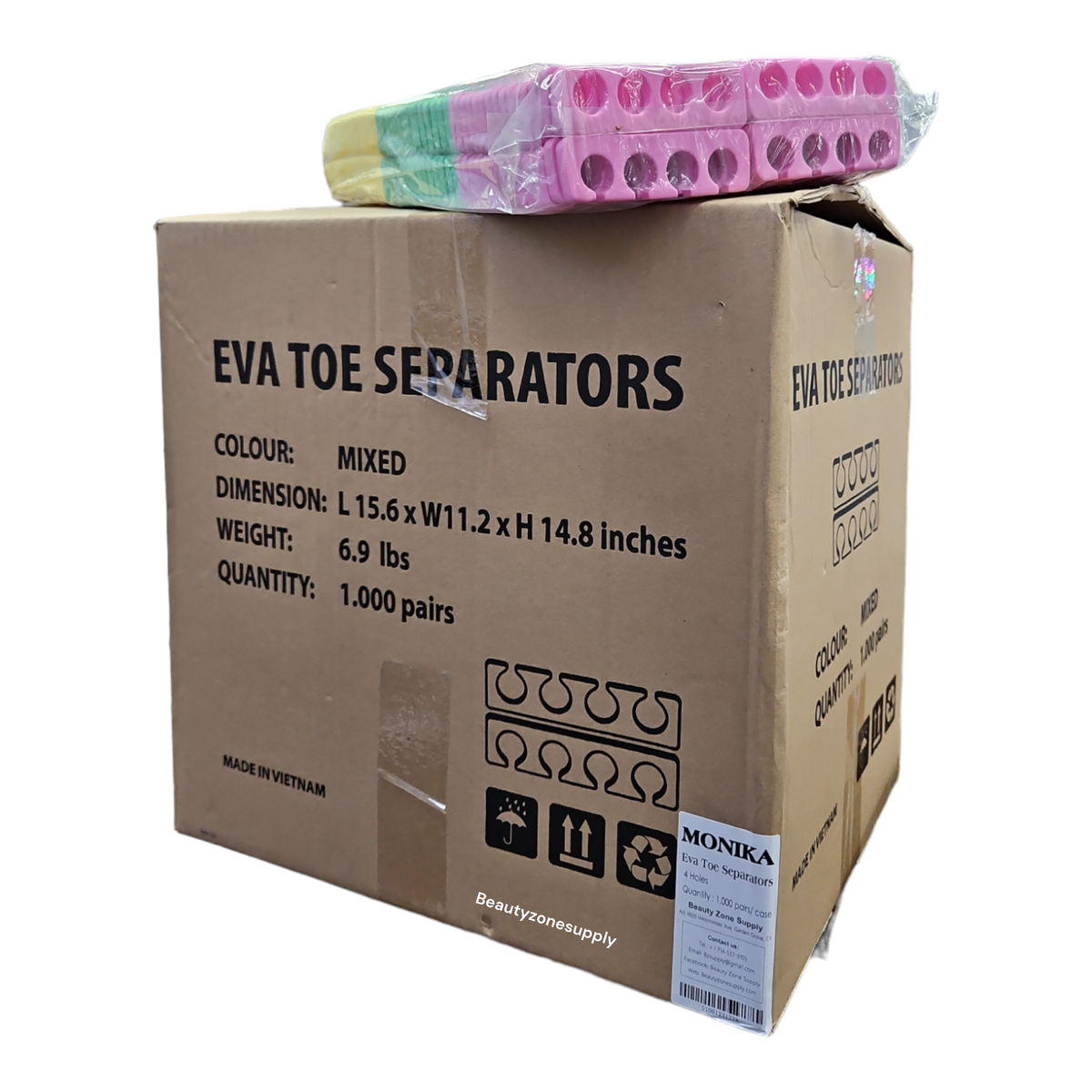 Monika Eva Toe Separate 4 Hole Case 1000 Pcs Beauty Zone Nail Supply