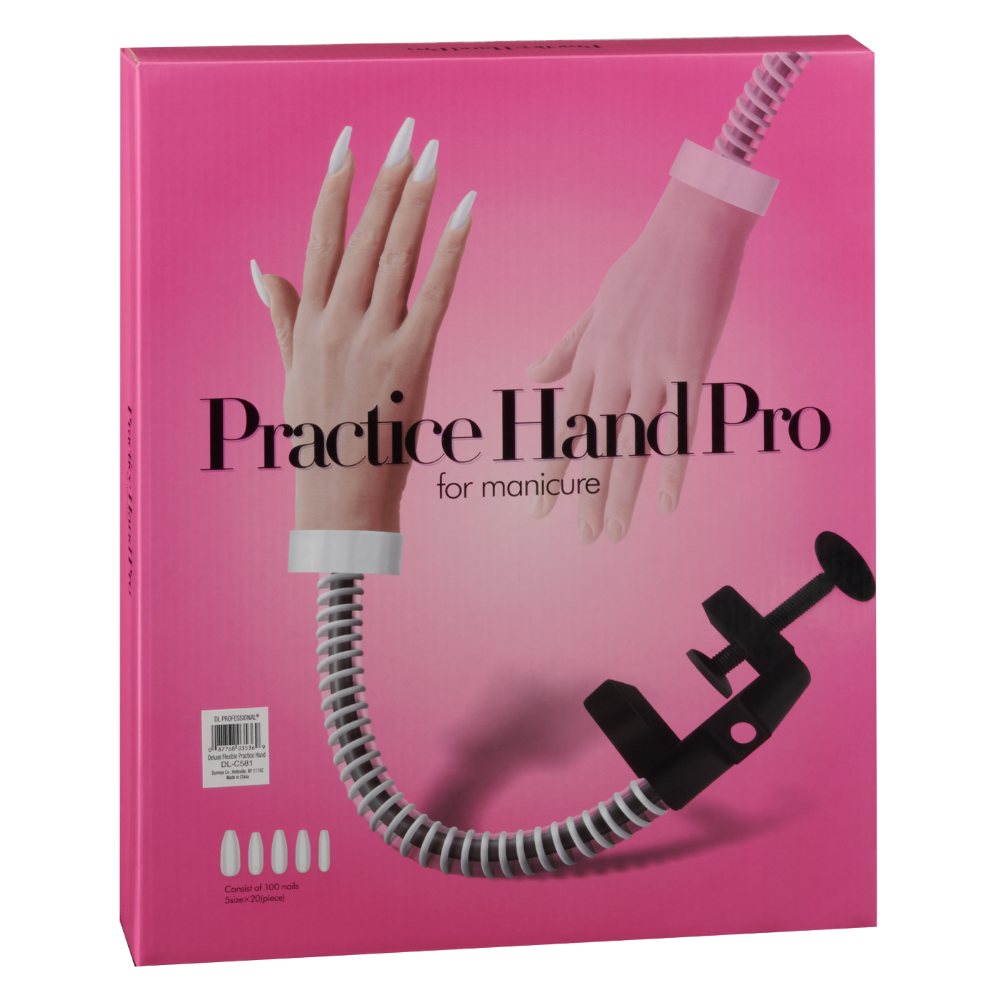 DL Pro Deluxe Flexible Practice Hand with 100 Nail Tips #DL-C581 ...