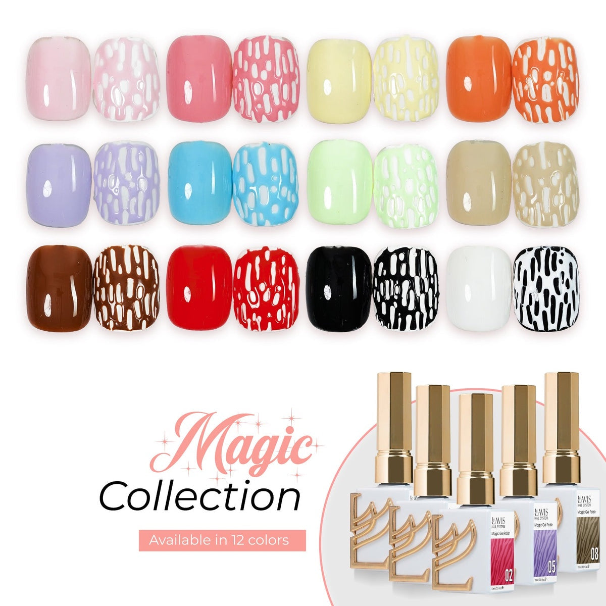 LAVIS Magic Gel Bloom Effect set 12 color – Beauty Zone Nail Supply